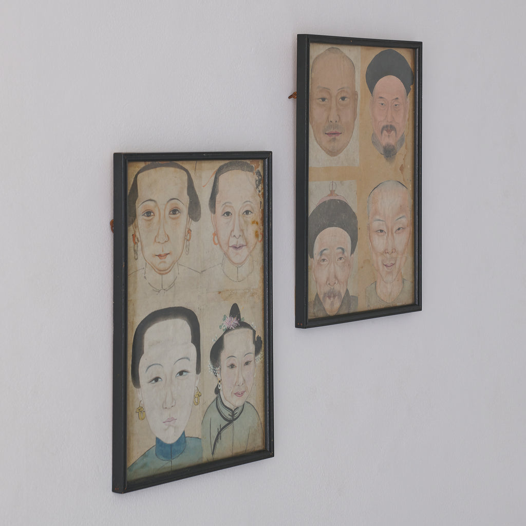 PAIR OF JAPANESE WATERCOLOR ANCESTRAL PORTRAIT SAMPLES – Blackman Cruz