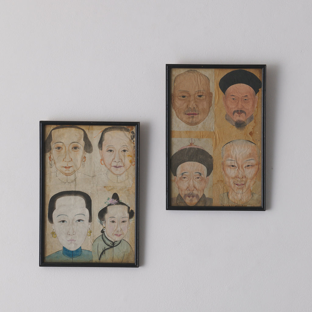 PAIR OF JAPANESE WATERCOLOR ANCESTRAL PORTRAIT SAMPLES – Blackman Cruz