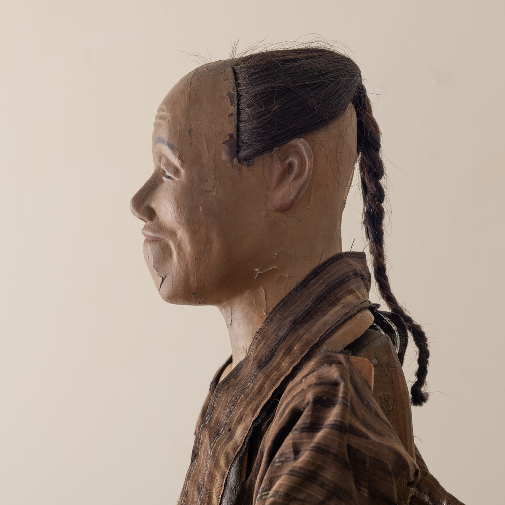 CARVED FIGURE OF JAPANESE MAN WITH HUMAN HAIR – Blackman Cruz