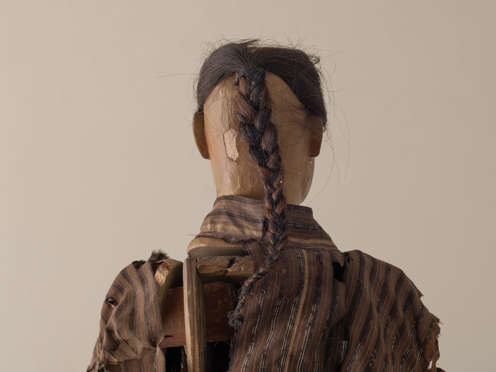 CARVED FIGURE OF JAPANESE MAN WITH HUMAN HAIR – Blackman Cruz